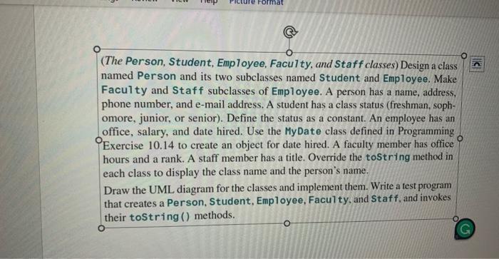 Solved (The Person, Student, Employee, Facu7ty, and Staff | Chegg.com