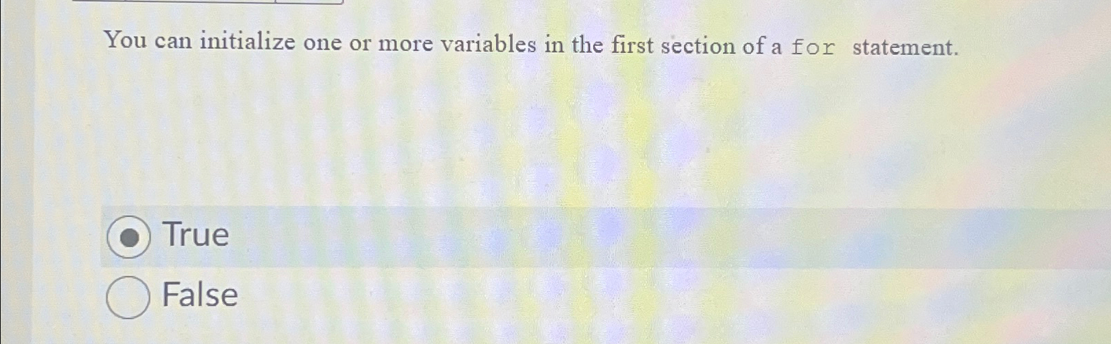 Solved You can initialize one or more variables in the first | Chegg.com