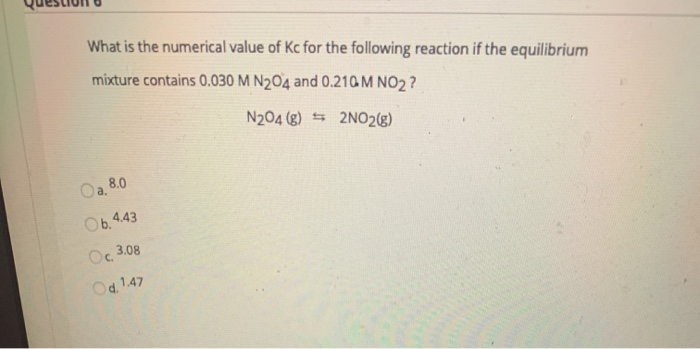 Solved What is the numerical value of Kc for the following | Chegg.com