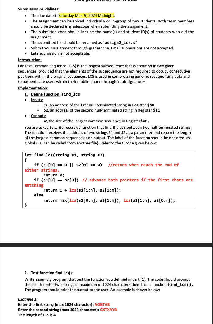 Solved Submission Guidelines:The due date is Saturday Mar. | Chegg.com