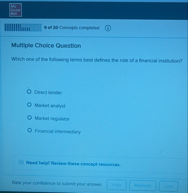 Solved McGrawtiil9 ﻿of 20 ﻿Concepts completed(i)Multiple | Chegg.com