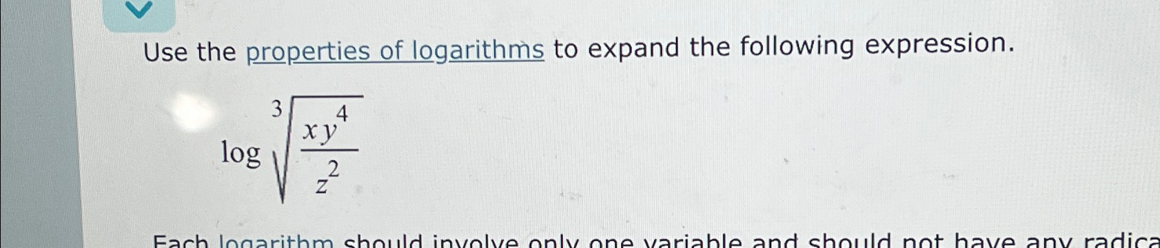 Solved Use the properties of logarithms to expand the | Chegg.com