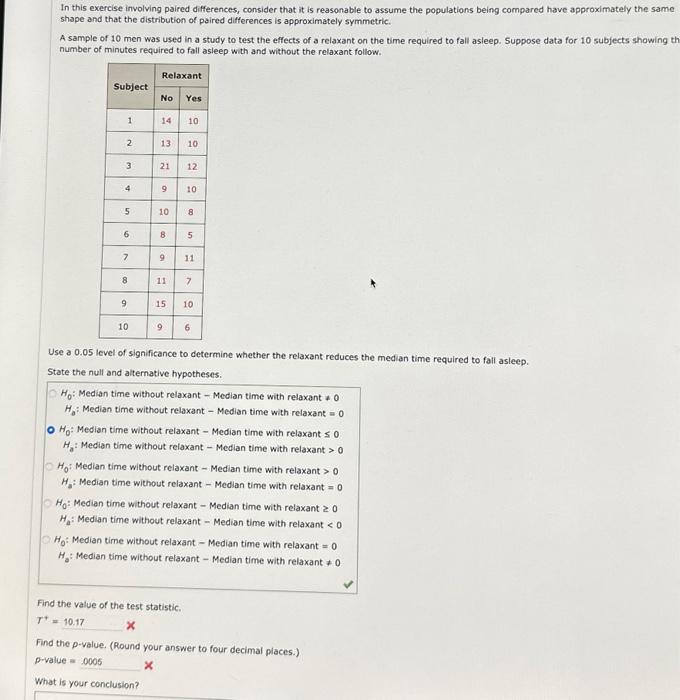 Solved In this exercise involving paired differences, | Chegg.com