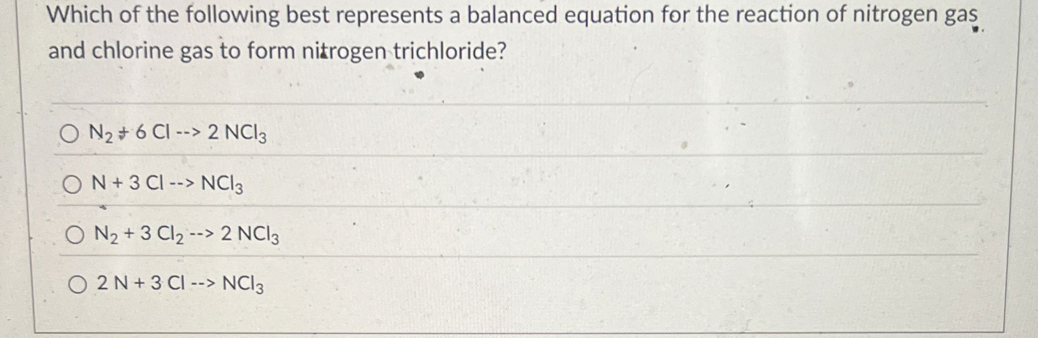 Solved Which of the following best represents a balanced | Chegg.com