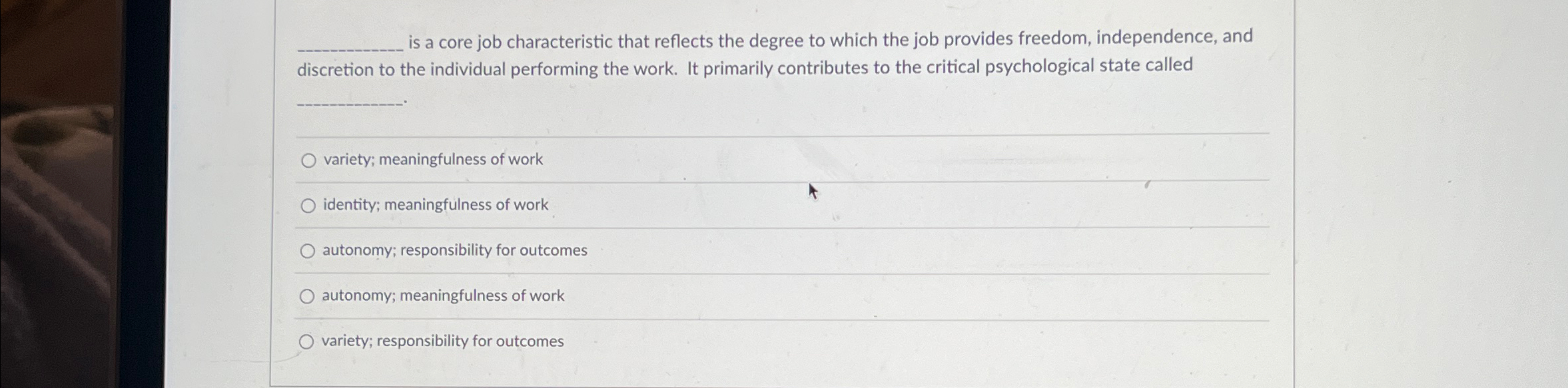 Solved is a core job characteristic that reflects the degree | Chegg.com