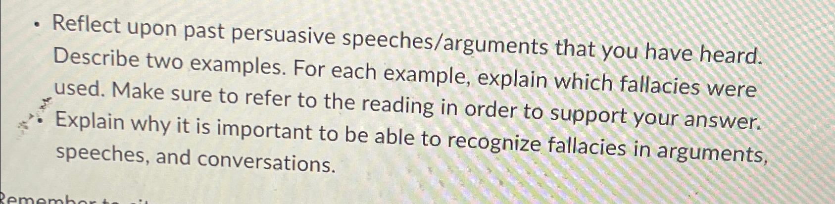 Solved Reflect upon past persuasive speeches/arguments that | Chegg.com