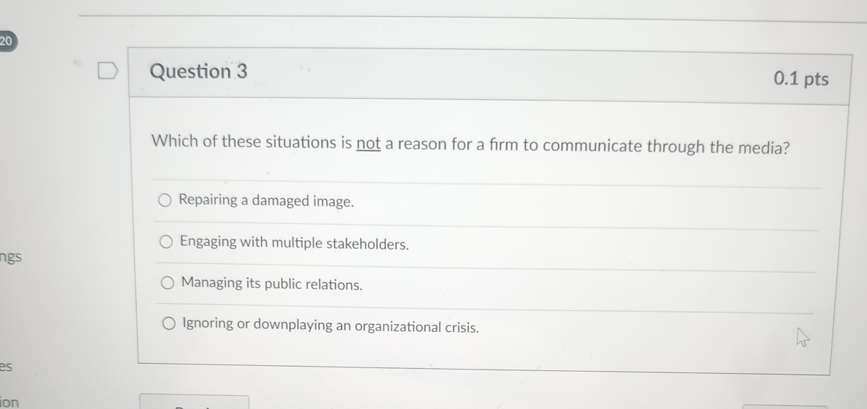 Solved Question 30.1ptsWhich of these situations is not a | Chegg.com