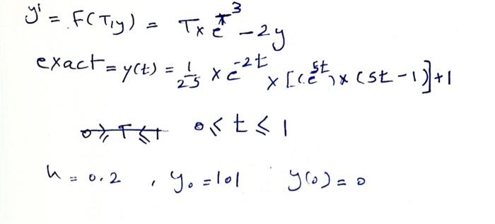 Solved Solve In 1euler Method 2taylor Method Of Order Two 6914