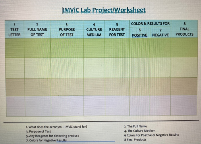 Solved IMVIC Lab Project/Worksheet COLOR & RESULTS FOR 8 2 3 | Chegg.com