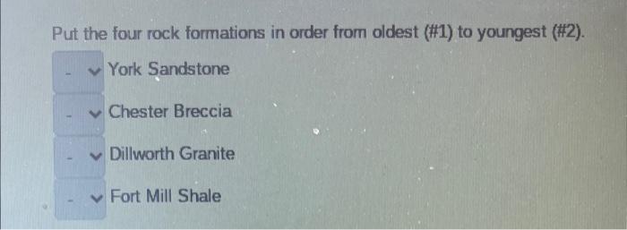 Solved Put the four rock formations in order from oldest | Chegg.com