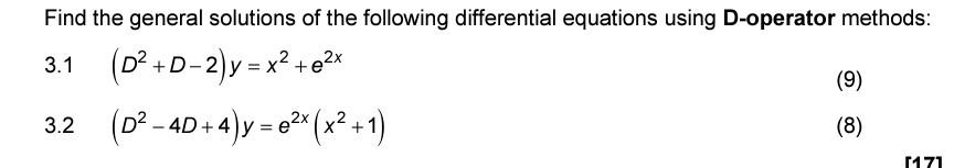 Solved Find the general solutions of the following | Chegg.com