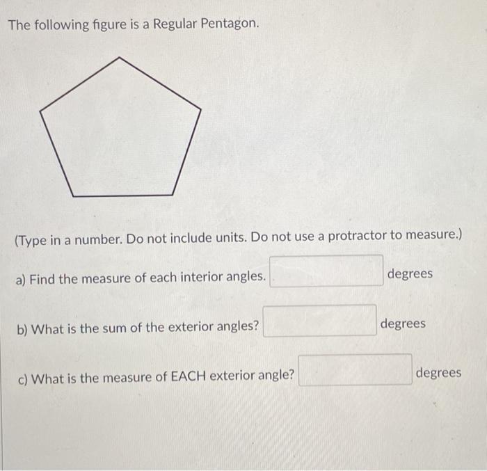 Solved The following figure is a Regular Pentagon. (Type in | Chegg.com