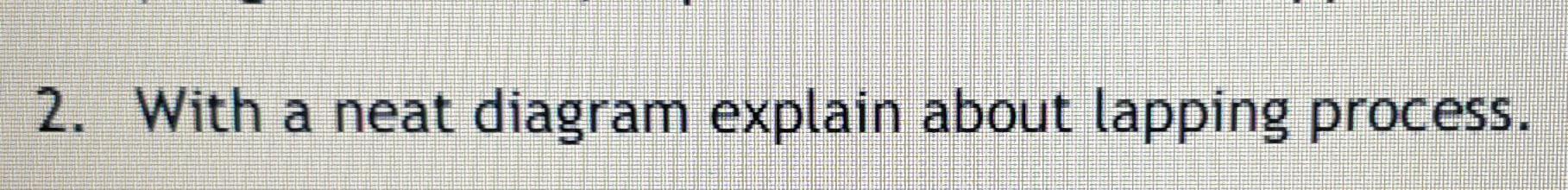 Solved 2. With a neat diagram explain about lapping process. | Chegg.com