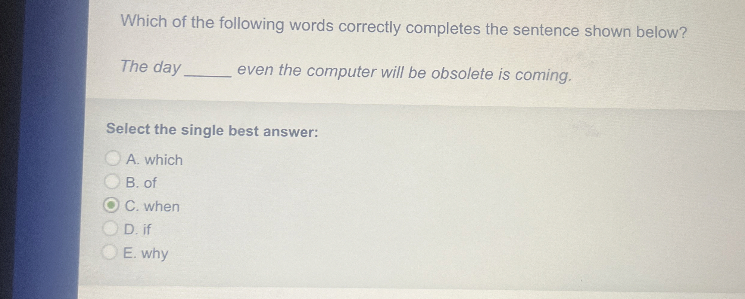 Solved Which of the following words correctly completes the | Chegg.com