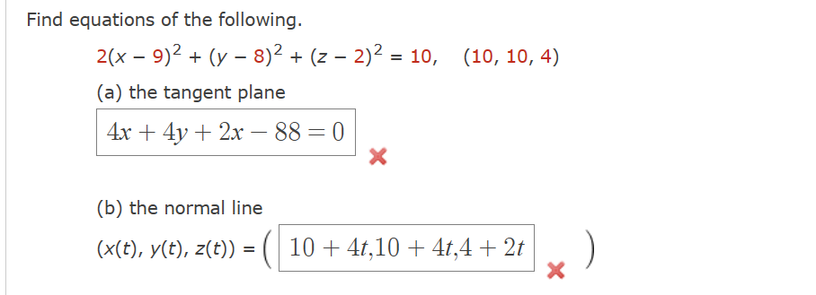 Solved Find equations of the | Chegg.com