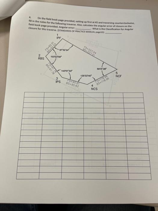 Solved On the field book page provided, setting up first at | Chegg.com