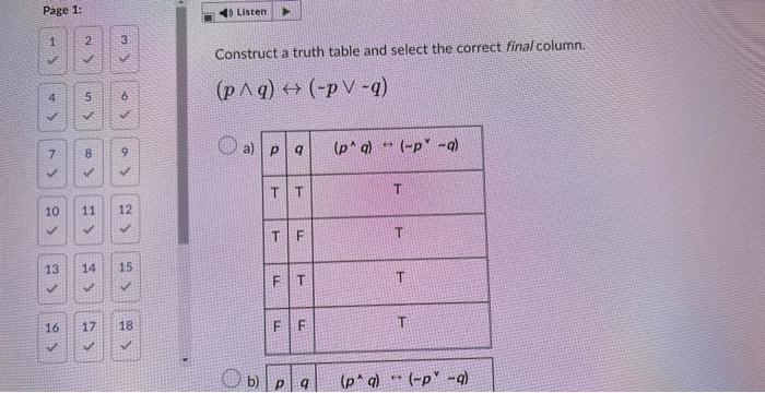 Solved Construct a truth table and select the correct final | Chegg.com