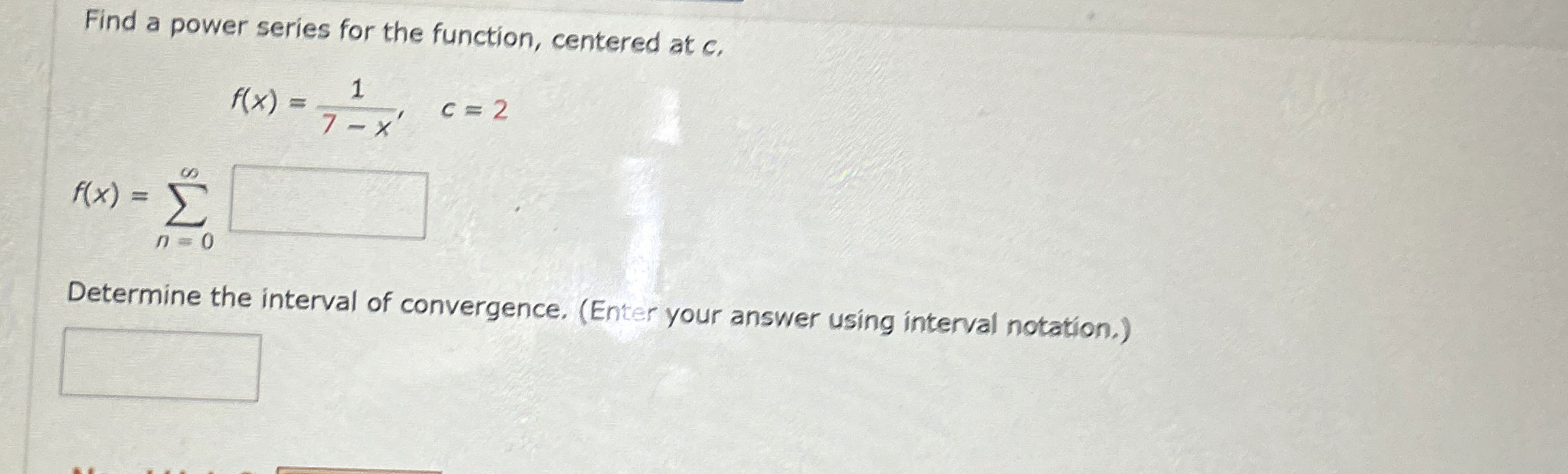 Solved Find a power series for the function, centered at | Chegg.com
