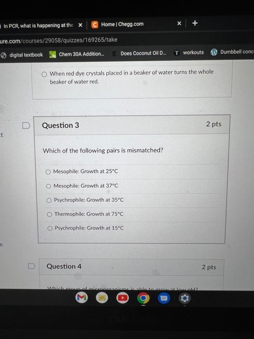 Solved When red dye crystals placed in a beaker of water | Chegg.com