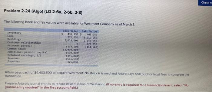 Solved Problem 2-24 (Algo) (LO 2-6a, 2-6b, 2-8) The | Chegg.com
