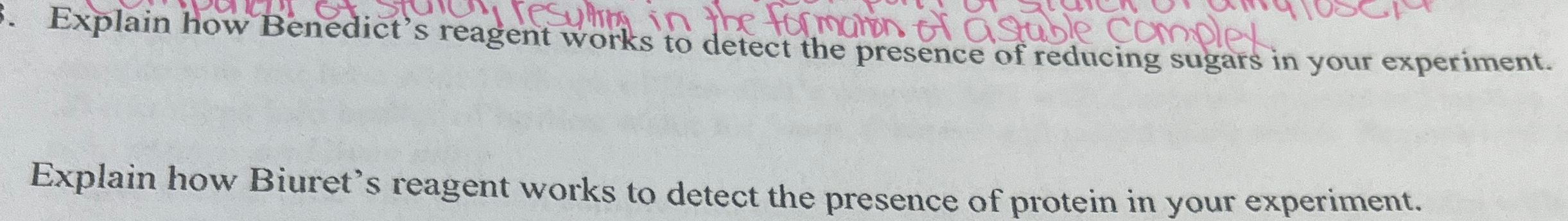 Solved Explain how Biuret's reagent works to detect the | Chegg.com