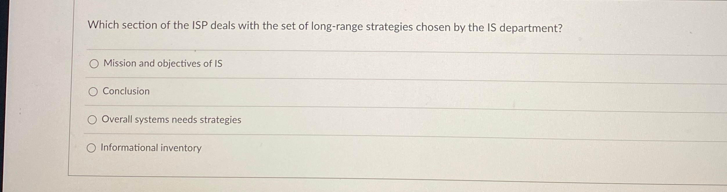 Solved Which section of the ISP deals with the set of | Chegg.com