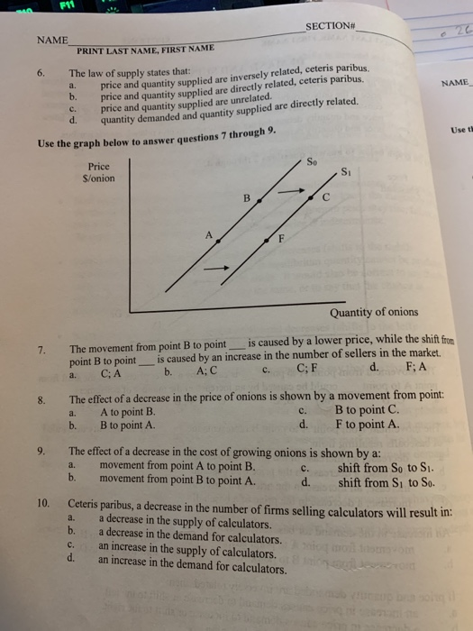 Solved SECTION# NAME_ PRINT LAST NAME, FIRST NAME The law of | Chegg.com