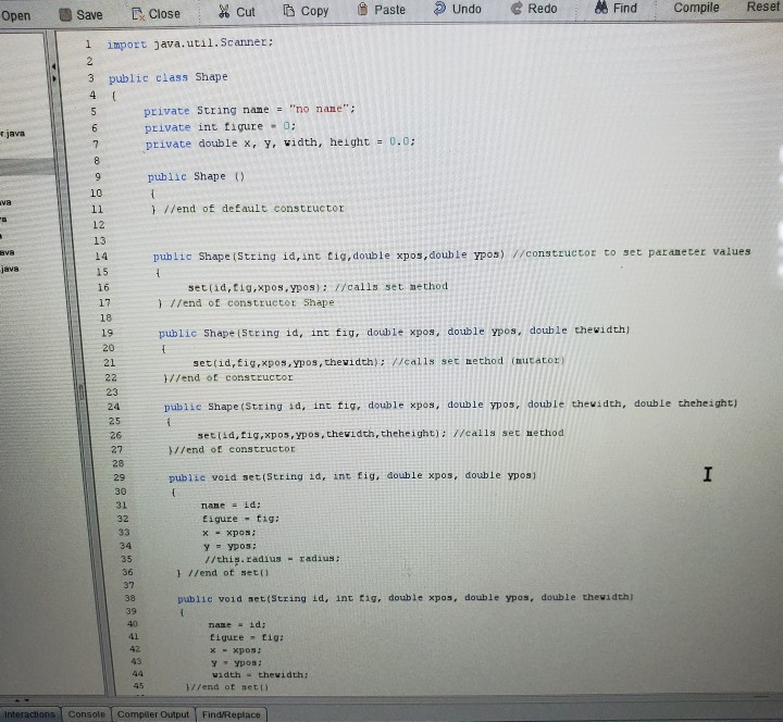 Solved Create a new class file called Shape, that contains | Chegg.com