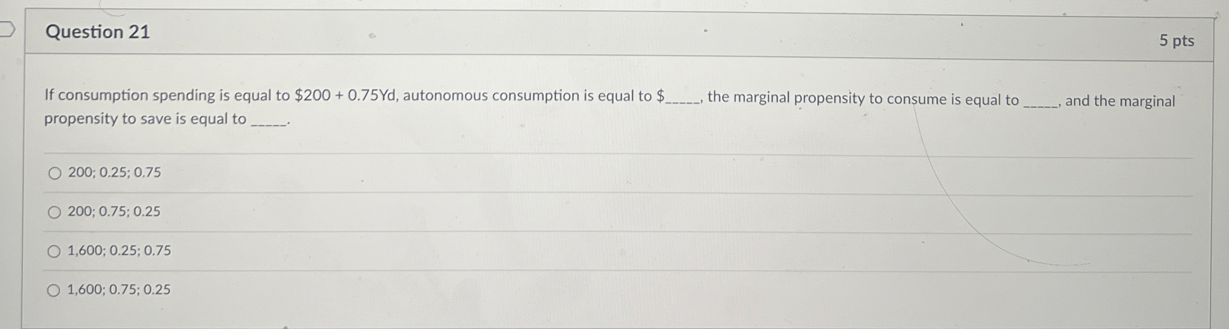 Solved Question 215 ﻿ptsIf consumption spending is equal to | Chegg.com