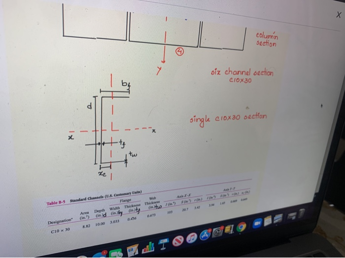 Solved Six channel C10X30 structural steel sections 25 ft | Chegg.com
