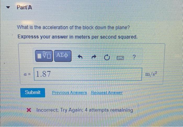 Solved A block with mass m=5.00 kg slides down a surface | Chegg.com