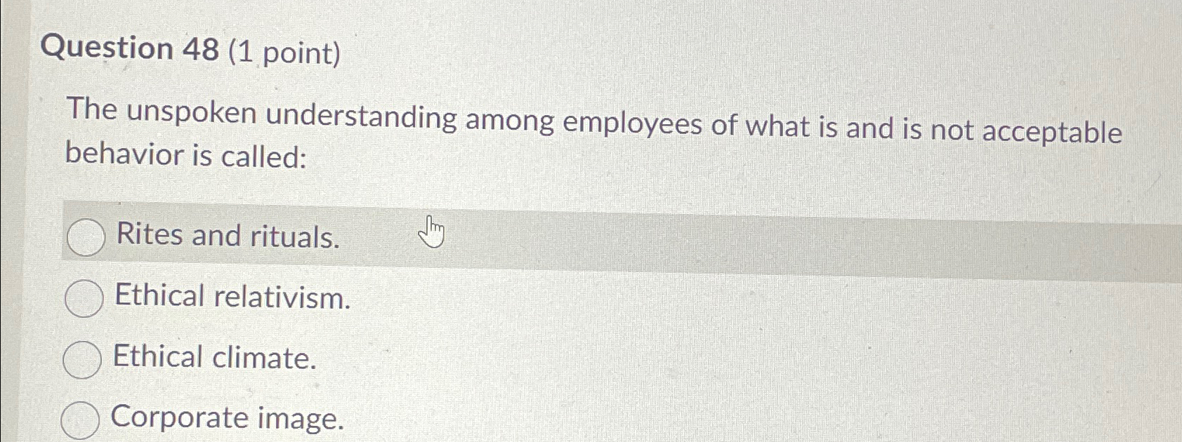 Solved Question 48 (1 ﻿point)The unspoken understanding | Chegg.com