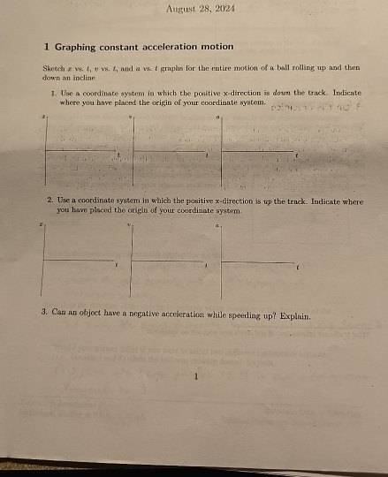 Solved August 28, 20241 ﻿Graphing constant acceleration | Chegg.com