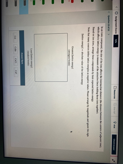 Solved Assignment Score: 72% Resources Dk Give Up? Hint | Chegg.com