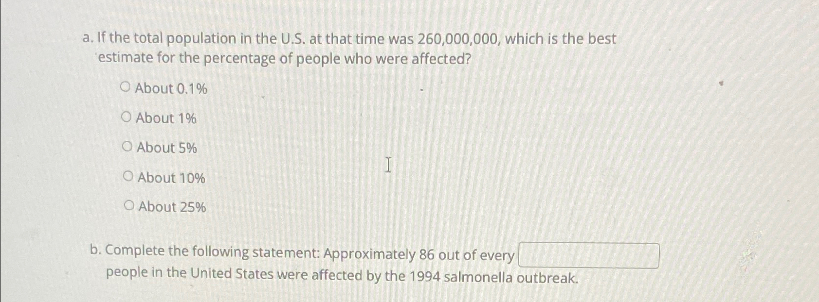 Solved a. ﻿If the total population in the U.S. ﻿at that time | Chegg.com