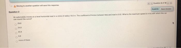 Solved 2 points Save Moving to another ton will save this | Chegg.com
