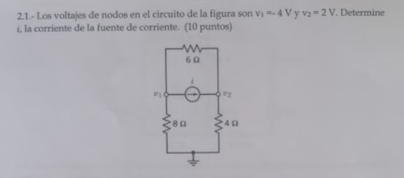 Solved 2.1.- ﻿Los voltajes de nodos en el circuito de la | Chegg.com
