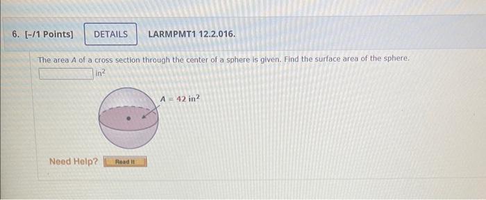 Solved The area A of a cross section through the center of a | Chegg.com