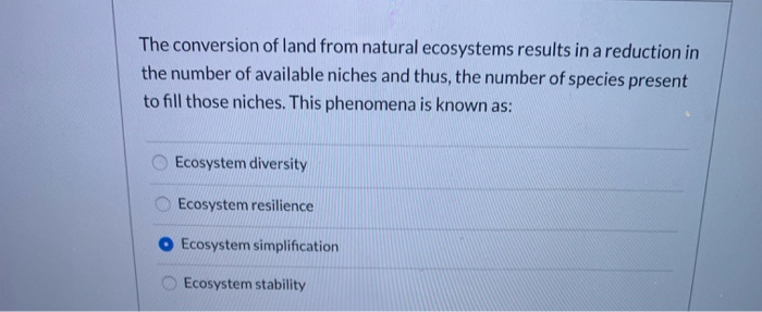 Solved The conversion of land from natural ecosystems | Chegg.com