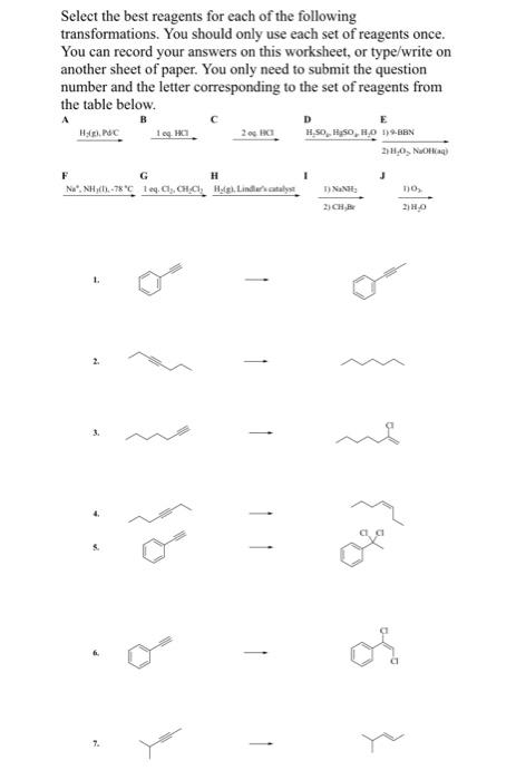 Solved Select the best reagents for each of the following | Chegg.com