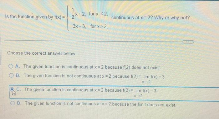 Solved Is the function given by f(x)={21x+2,3x−3, for x≤2, | Chegg.com