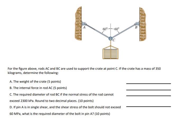Solved For the figure above, rods AC and BC are used to | Chegg.com
