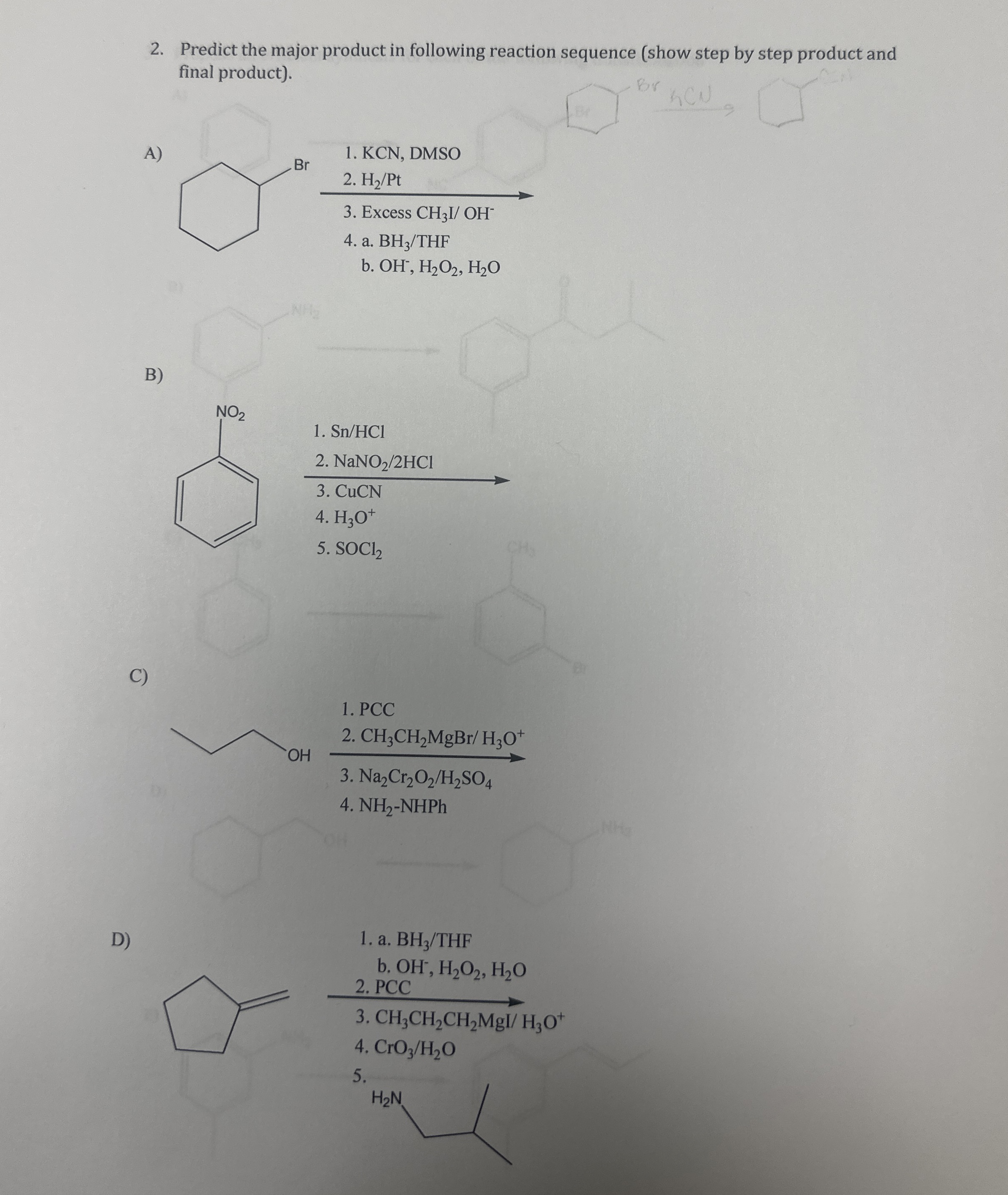 Predict the major product in the following reaction, | Chegg.com