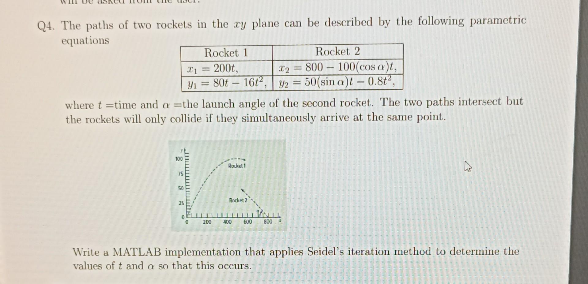 Solved 24. The paths of two rockets in the xy plane can be | Chegg.com