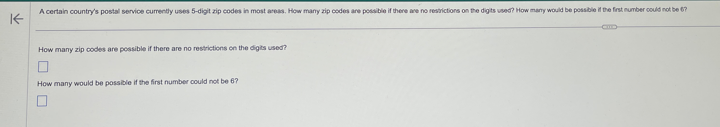 Solved How many zip codes are possible if there are no | Chegg.com