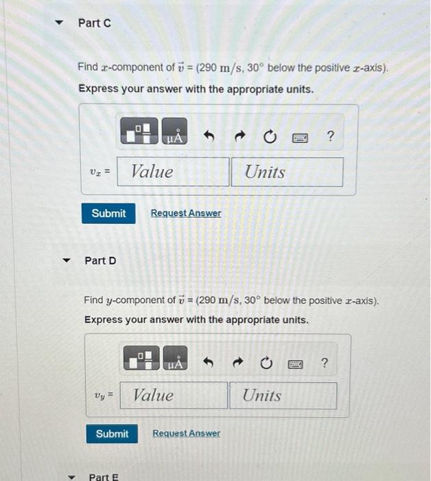 Solved Find x-component of v=(290 m/s,30∘ below the positive | Chegg.com