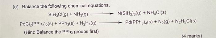 Solved (e) Balance the following chemical equations. | Chegg.com