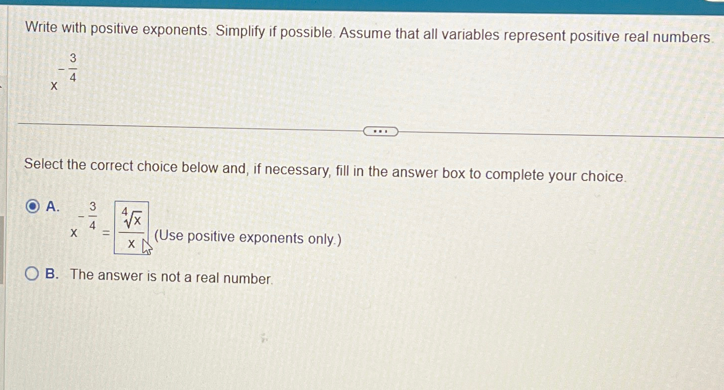 Solved Write with positive exponents. Simplify if possible. | Chegg.com