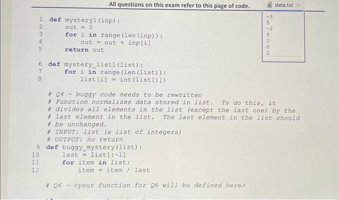 Solved 12345 2 1 def mysteryl (inp): out = 0 3 4 5 879 9 10 | Chegg.com