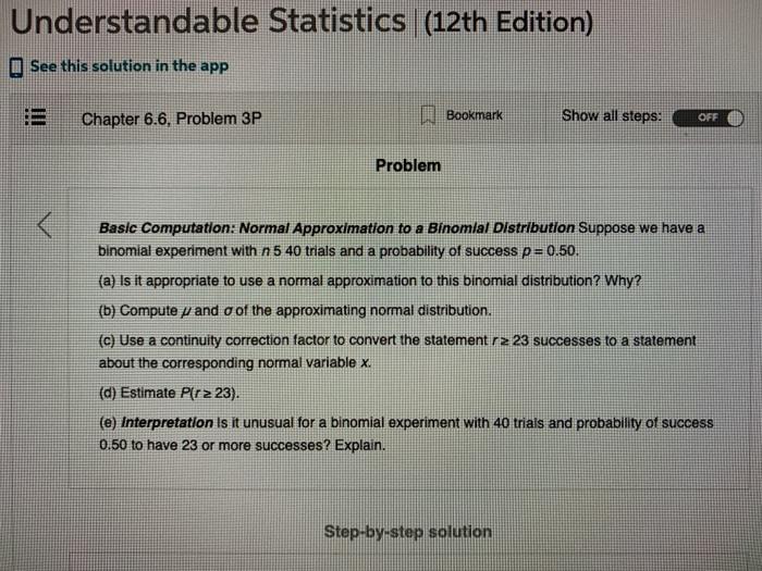 Solved Understandable Statistics |(12th Edition) See this | Chegg.com